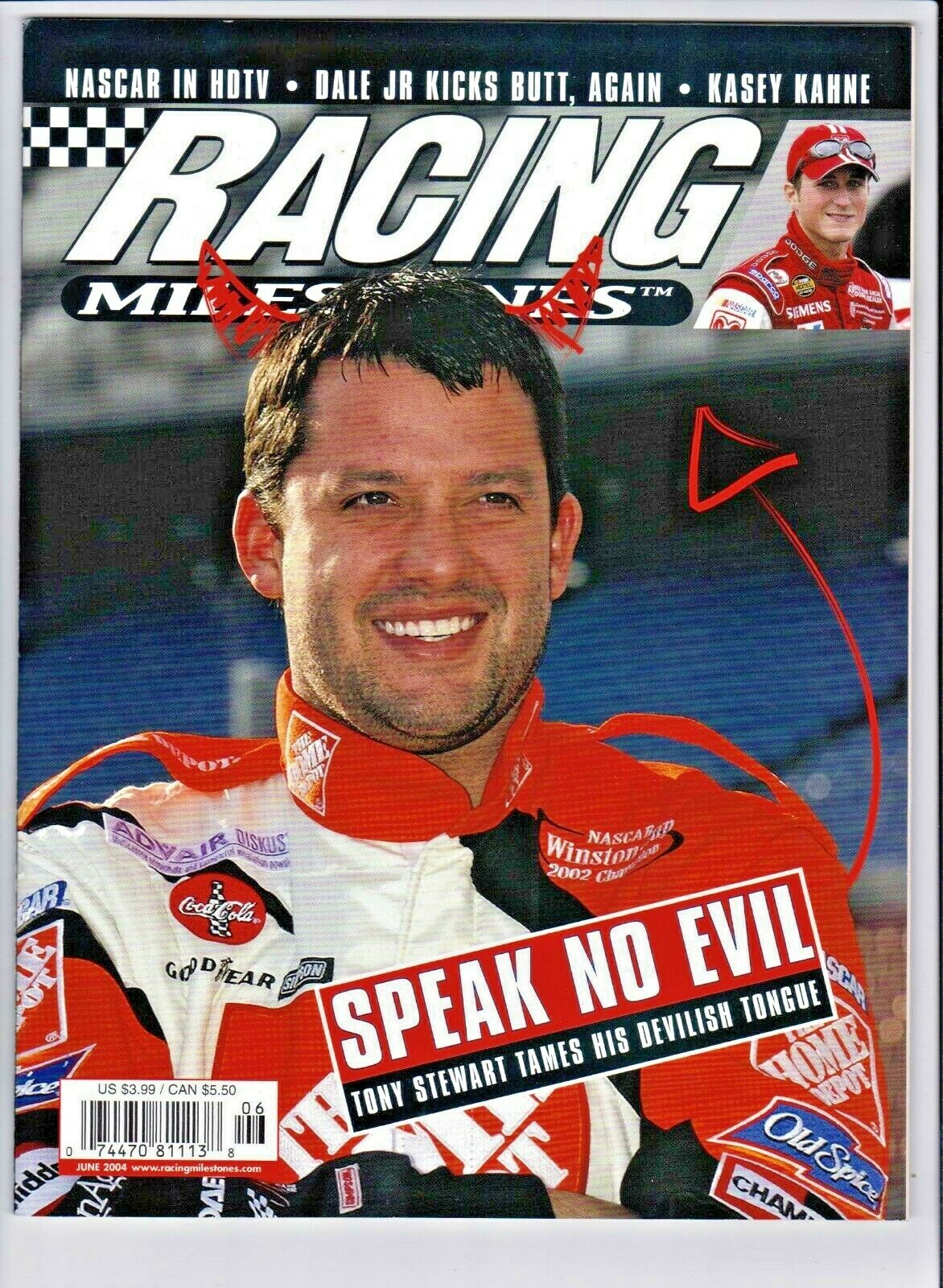Racing Milestones Magazine June 2004 Tony Stewart Cover Dale Jr Kasey ...