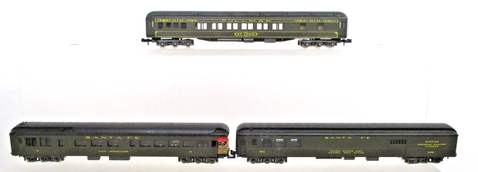 3 SANTA FE HEAVYWEIGHT PASSENGER CARS, RPO, PULLMAN, OBSERVATION -N ...