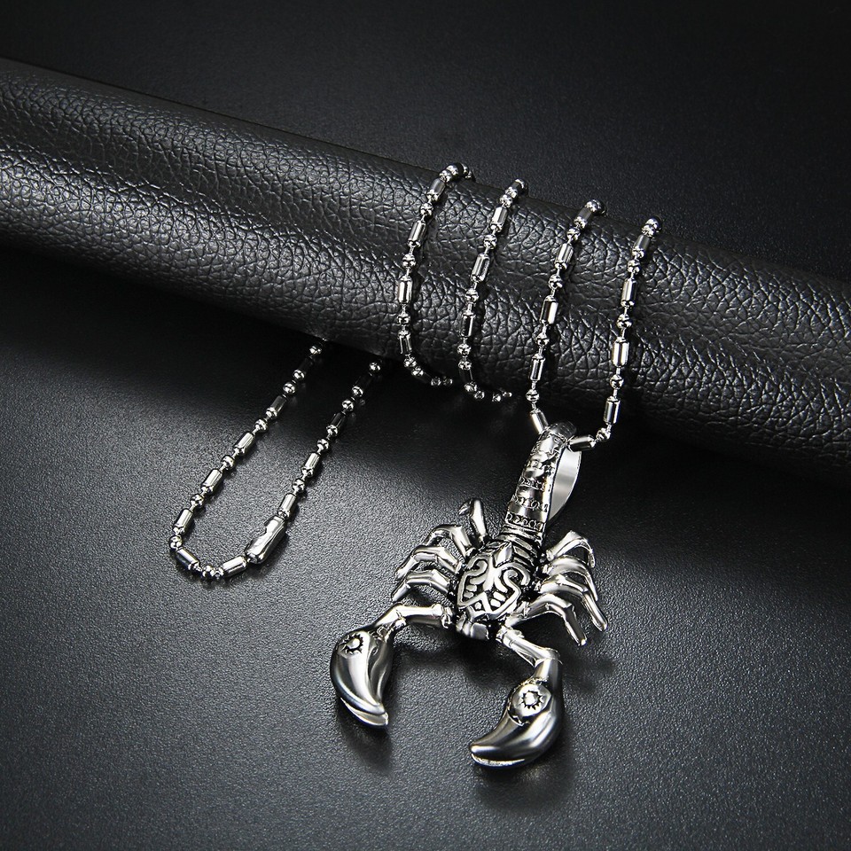 Mens Womens Stainless Steel Scorpio Zodiac Scorpion Pendant Necklace ...