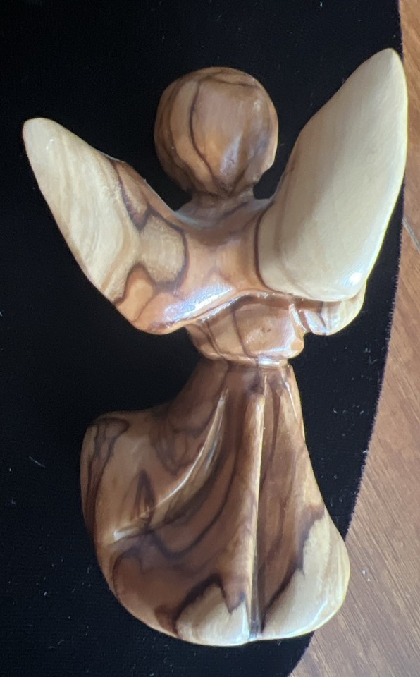 Hand Made Olive Wood Small Praying Angel Statue, Made in Bethlehem,The ...