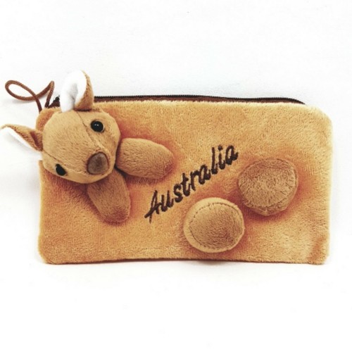 Kangaroo Animal 3D Plush Pencil Case Pouch Roo Embroider Australia ...