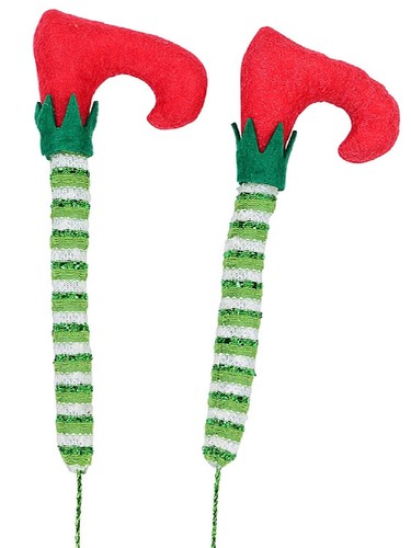 Elf Feet In Your Tree With Long Socks Pair Decorative Christmas Picks ...