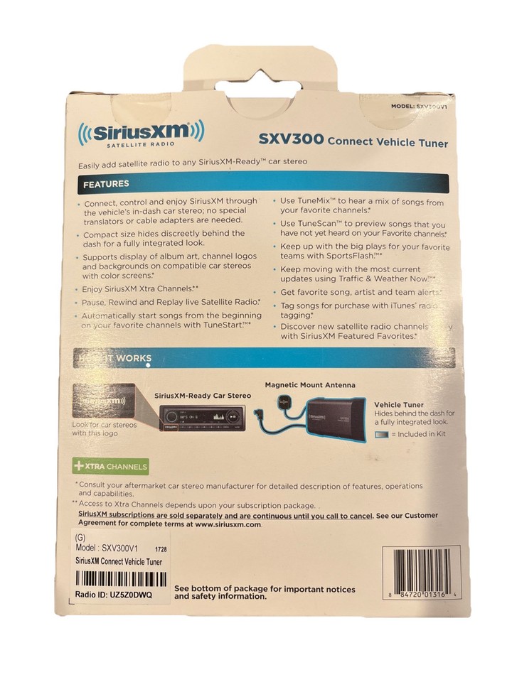 SiriusXM V300 SXV300v1 In-Dash Connect Satellite Radio Vehicle Tuner ...