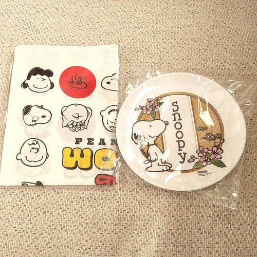 Snoopy Peanuts Character Plate & Cotton Towel Set Used | eBay