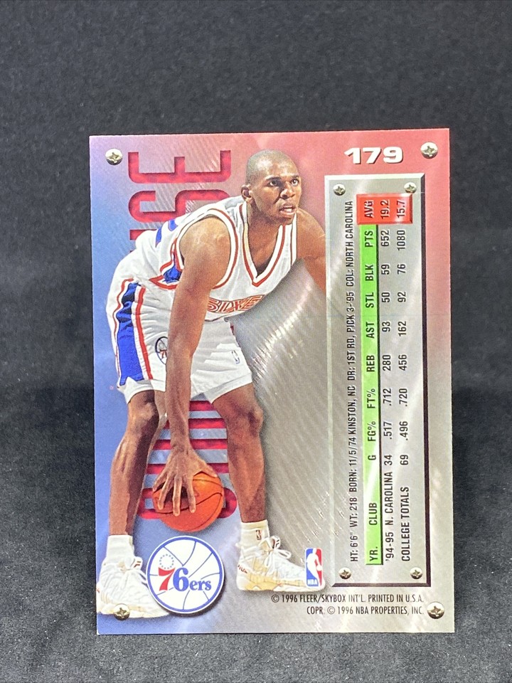 1995-96 Fleer Metal Basketball Jerry Stackhouse Rookie Card # 179 76ers ...