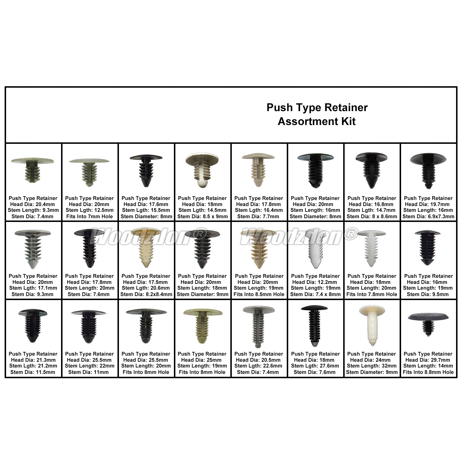 587 Auto Body Clips Push In Fastener Type Retainers Assortment Fix Kit ...