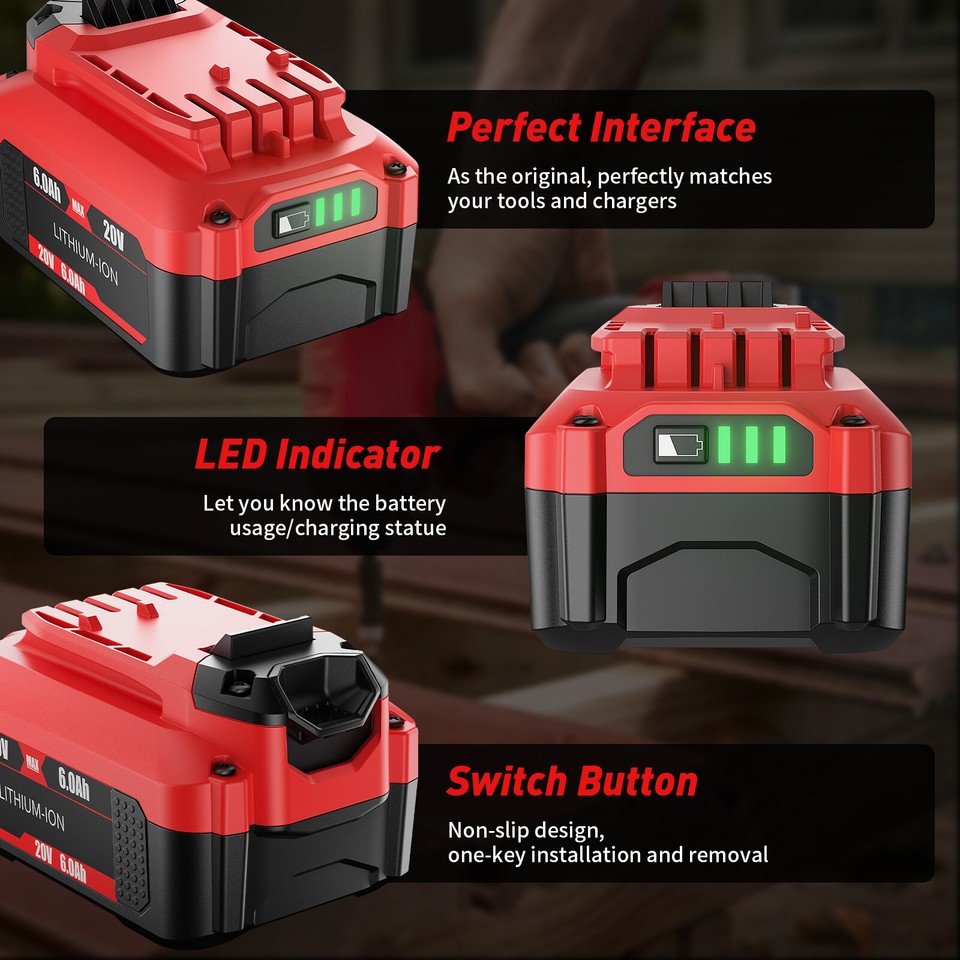 PACK 20V For Craftsman V20 20 Volt MAX Li-ion Battery CMCB204 CMCB202 ...