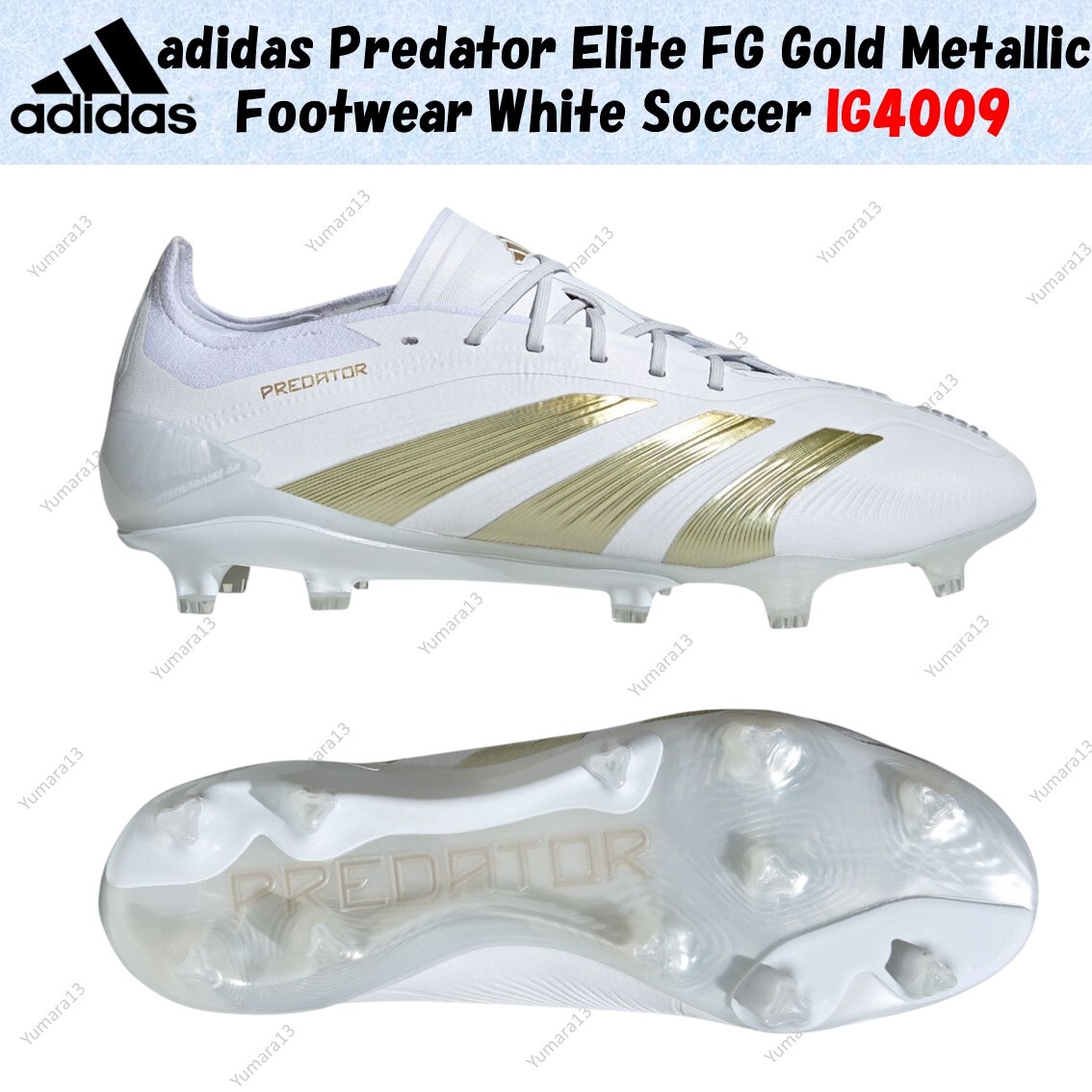adidas Predator Elite FG Gold Metallic Footwear White Soccer adidas Predator Elite FG Gold Metallic Footwear White Soccer