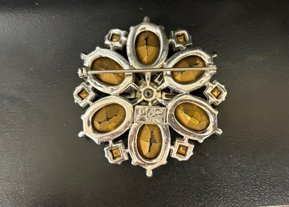 Vintage Sparkly Flower burst Pin Silver Coro Craft Sterling Silver ...