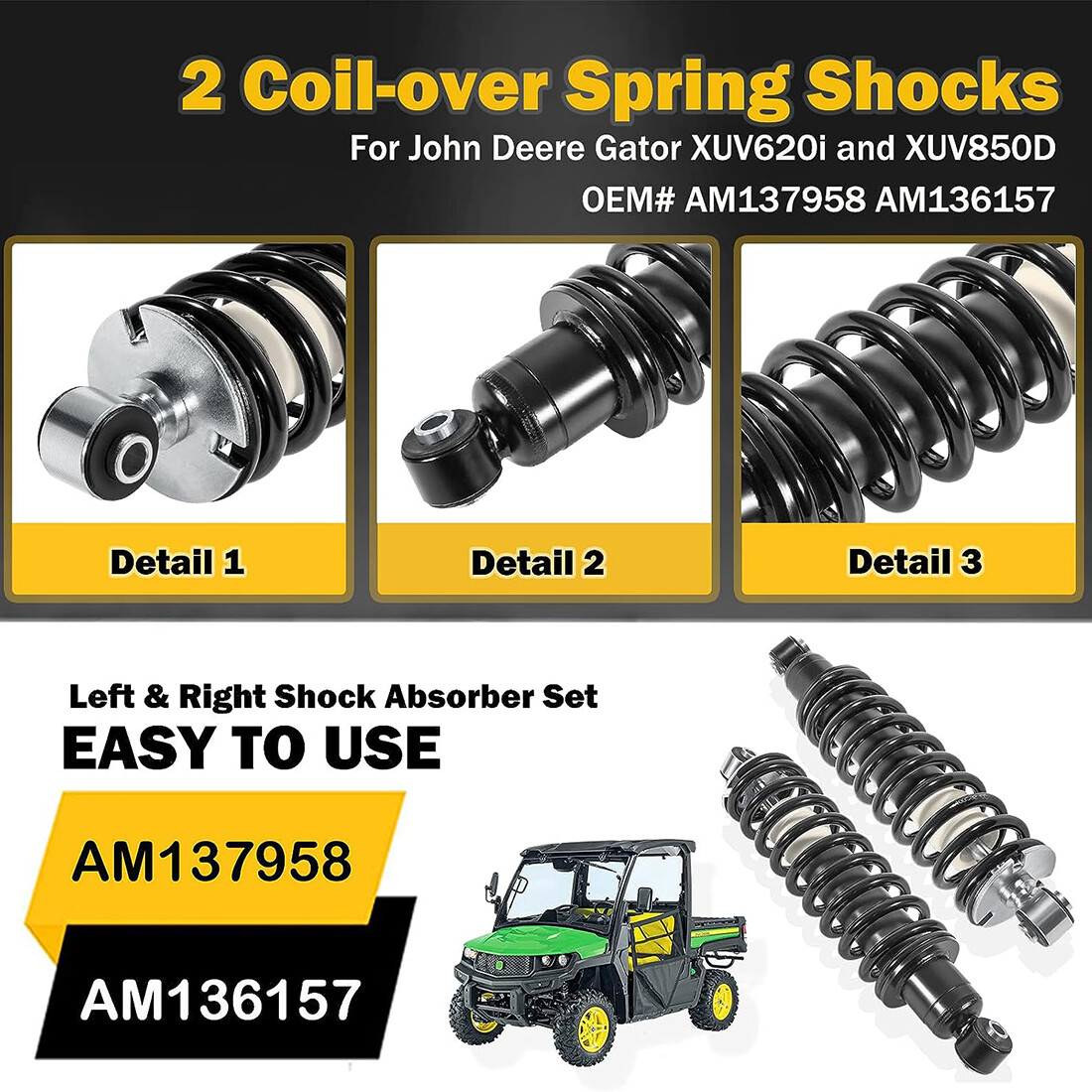 Rear Coil-Over Strut Shock Absorber Spring For John Deere Gator XUV620i ...