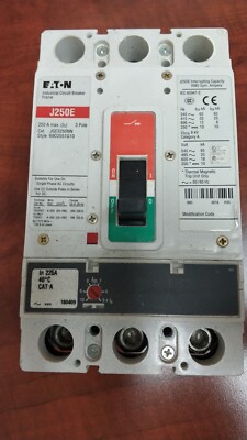 Eaton Cutler Hammer J250E JGE3250NN 250A 3 Pole Circuit Breaker W/225A ...