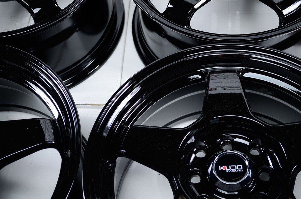 Kudo Racing 15x7 4x100 4x114.3 Black Lightweight Wheels Rim 11.6 LBS ...
