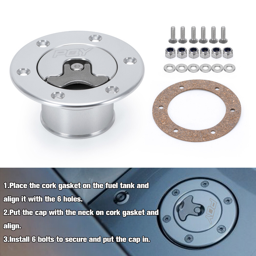 Billet Aluminum Aircraft Style Fuel Cell Gas Cap With 6 Hole Anodized ...