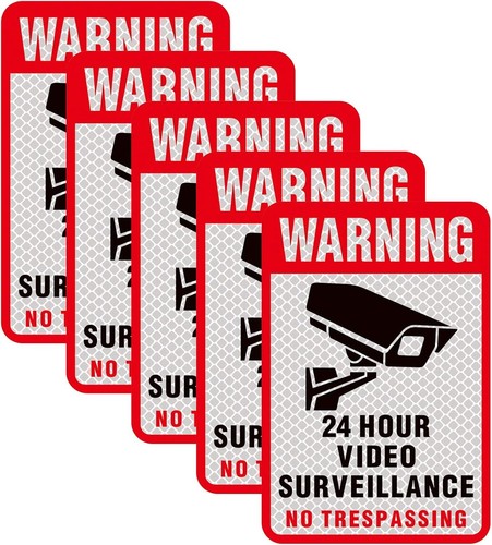 5PC Private Property No Trespassing Video Surveillance Reflective Sign ...