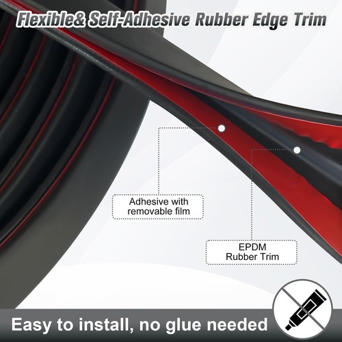 Edge Trim, 1/16" Rubber Edge Trim, Flexible Self Adhesive U Channel ...