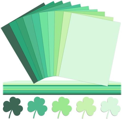 100 Sheets 8.5 X 11 Inch Assorted Green Colored Card Stock Papers 10 ...