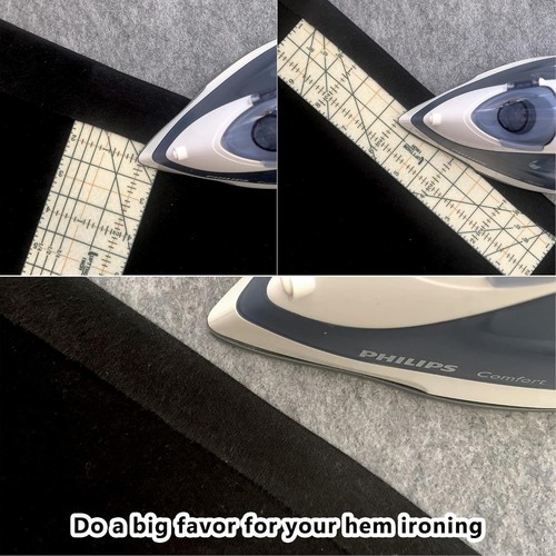 Hot Hem Ruler Sewing Fabric Ironing Tool Seam Allowance Press with Dry ...