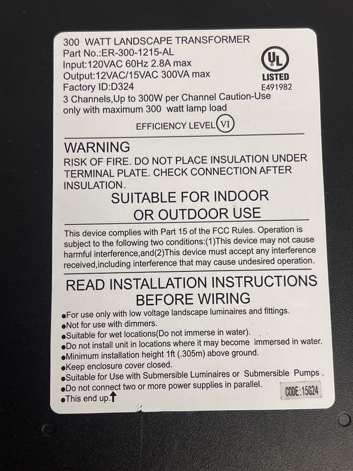 Hampton Bay Digital Landscape Lighting Transformer 300 Watts, ER-300 ...