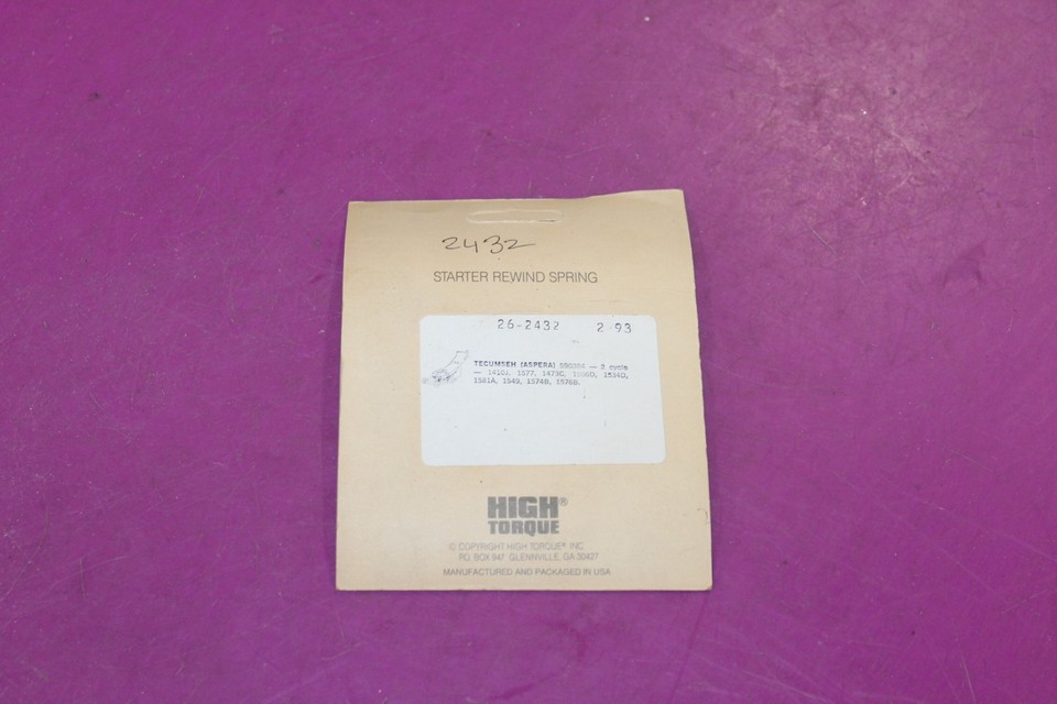 Rotary High Torque Starter Rewind Spring. Part 2432. Replaces Tecumseh ...