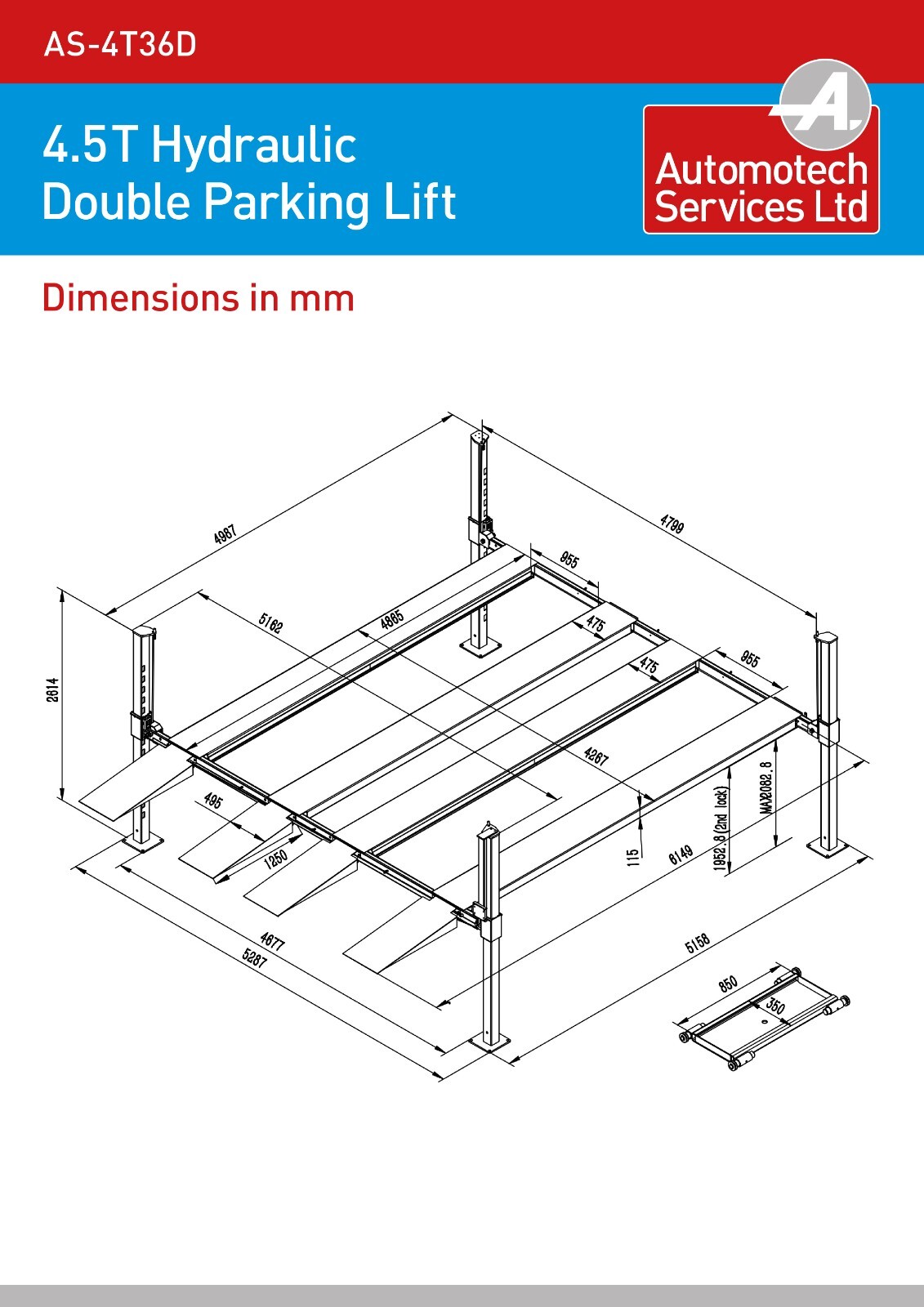 4 POST CAR LIFT / VEHICLE RAMP / DOUBLE PARKING LIFT / WITH MOBILE ...