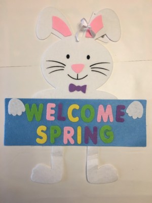 Welcome Spring Bunny Decoration , Decore , Green, Yellow, White, Pink ...