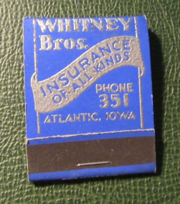 Matchbook - Whitney Bros Insurance Atlantic IA FULL low phone # | eBay