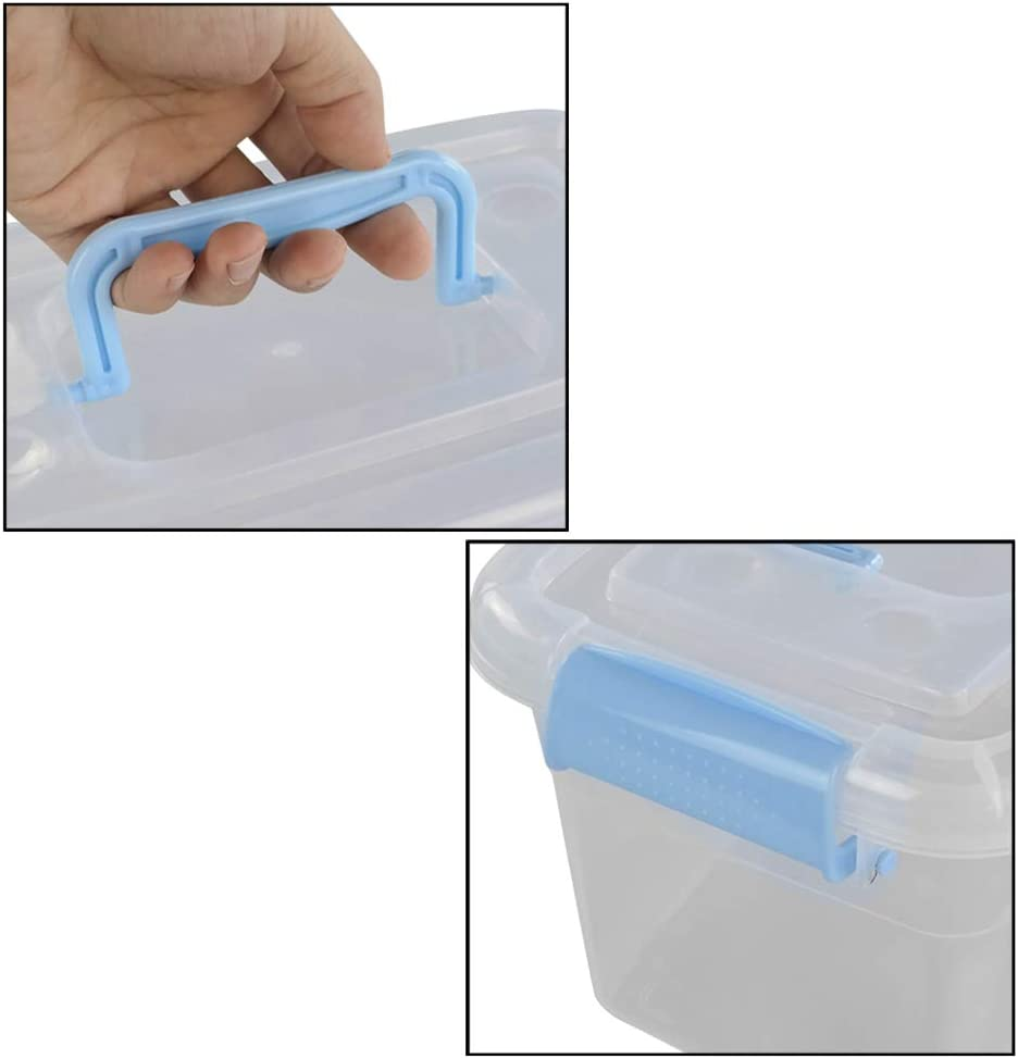 5 L Plastic Storage Bin with Lid, Clear Transparent Box with Handles ...