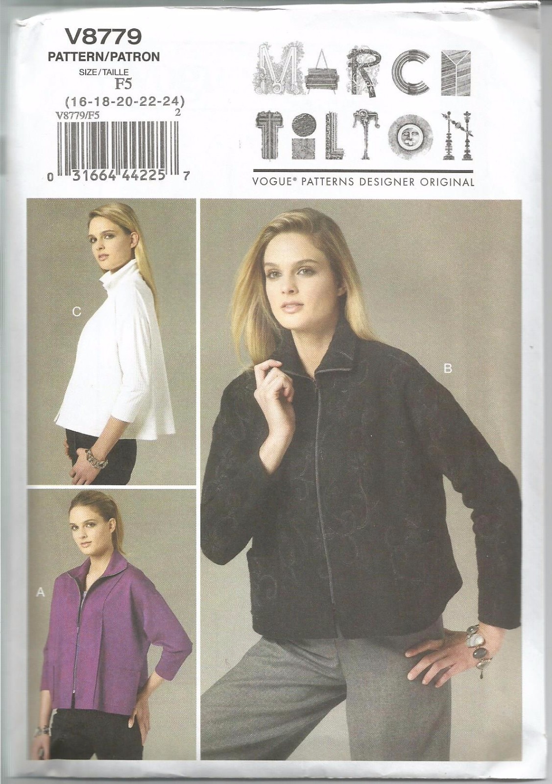 Vogue Patterns Designer 8779 MARCY TILTON, Jackets, Size 16 - 24, Uncut ...