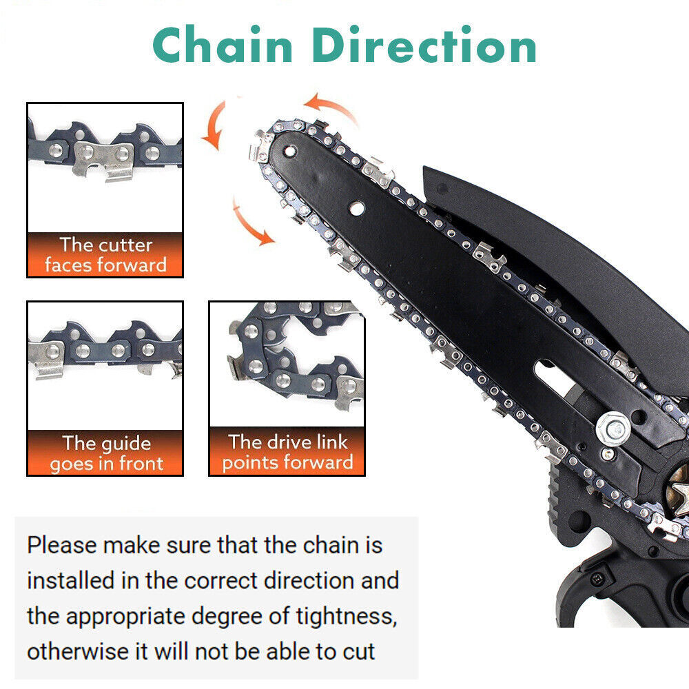 2pc 6" Chainsaw Chains for 6 inch Mini Cordless Electric Chain Saw Wood ...