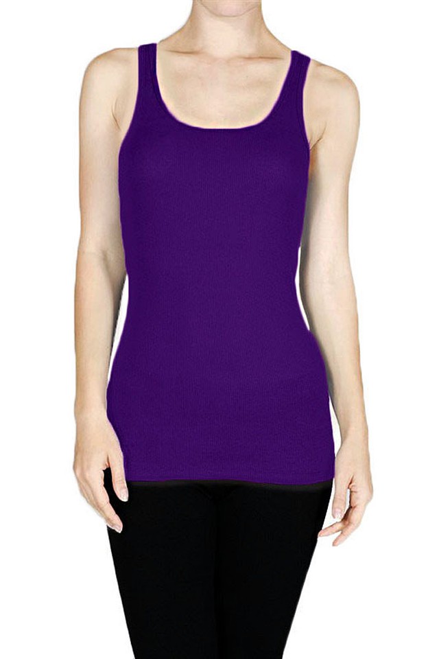 Scoop Neck Razor Back 2X1 Rib Tank Top S ~ L | eBay