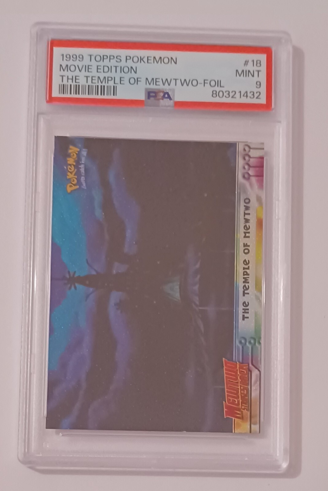 PSA 9 Mint Foil The Temple of Mewtwo #18 Topps Pokémon: The First Movie ...