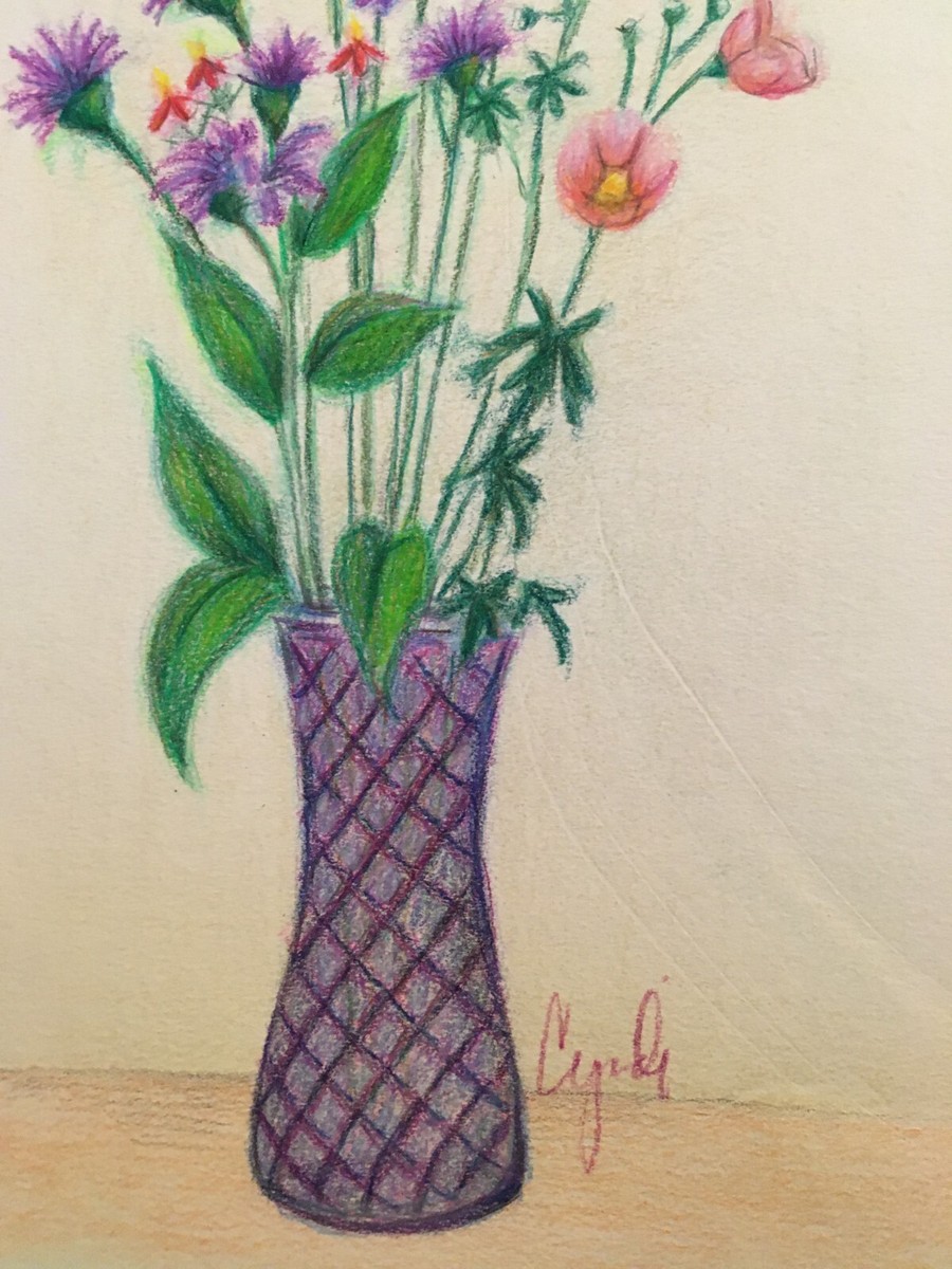 Vase Drawing With Colour
