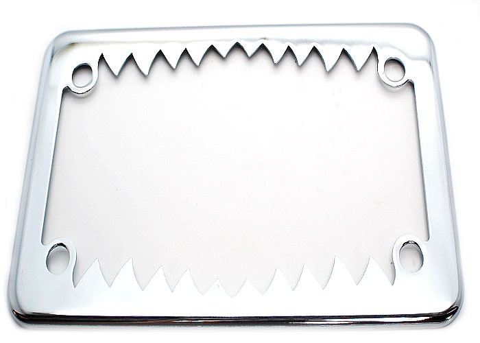 Chrome "Teeth" License Plate Frame For Most Motorcycle Tag Number ...