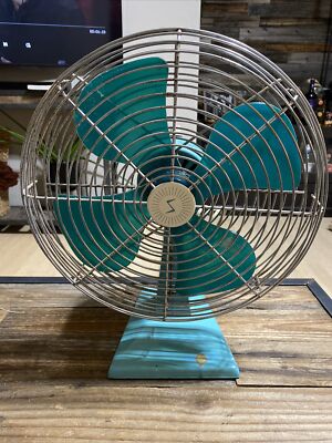 VINTAGE SUPERIOR ELECTRIC FAN Model 1200 BLUE AQUA BASE and BLADES ...