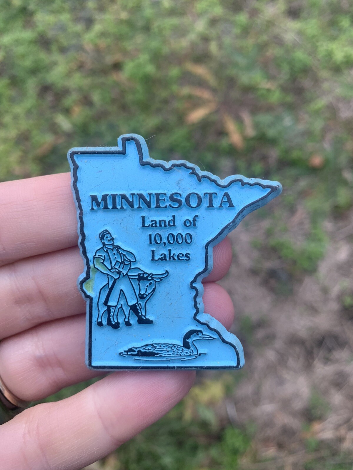 Vintage Minnesota Land Of 1000 Lakes Magnet Blue State Shape Original ...