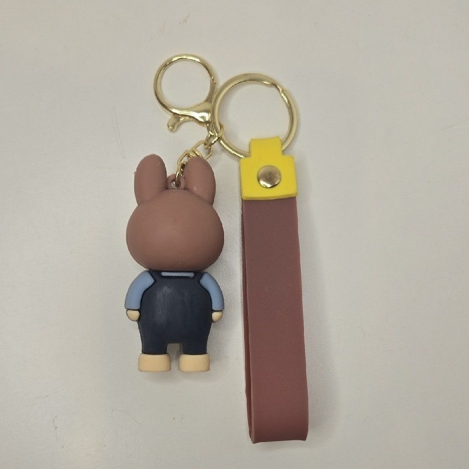 Labubu The Monsters Overall Silicone Figurine Gold Keychain with Strap ...