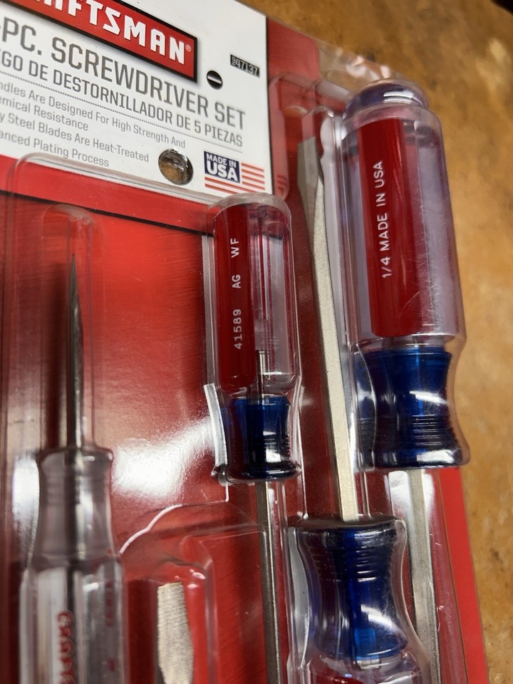 NOS Craftsman USA 5 Pc. Screwdriver Set Slotted Made In USA 47137 | eBay