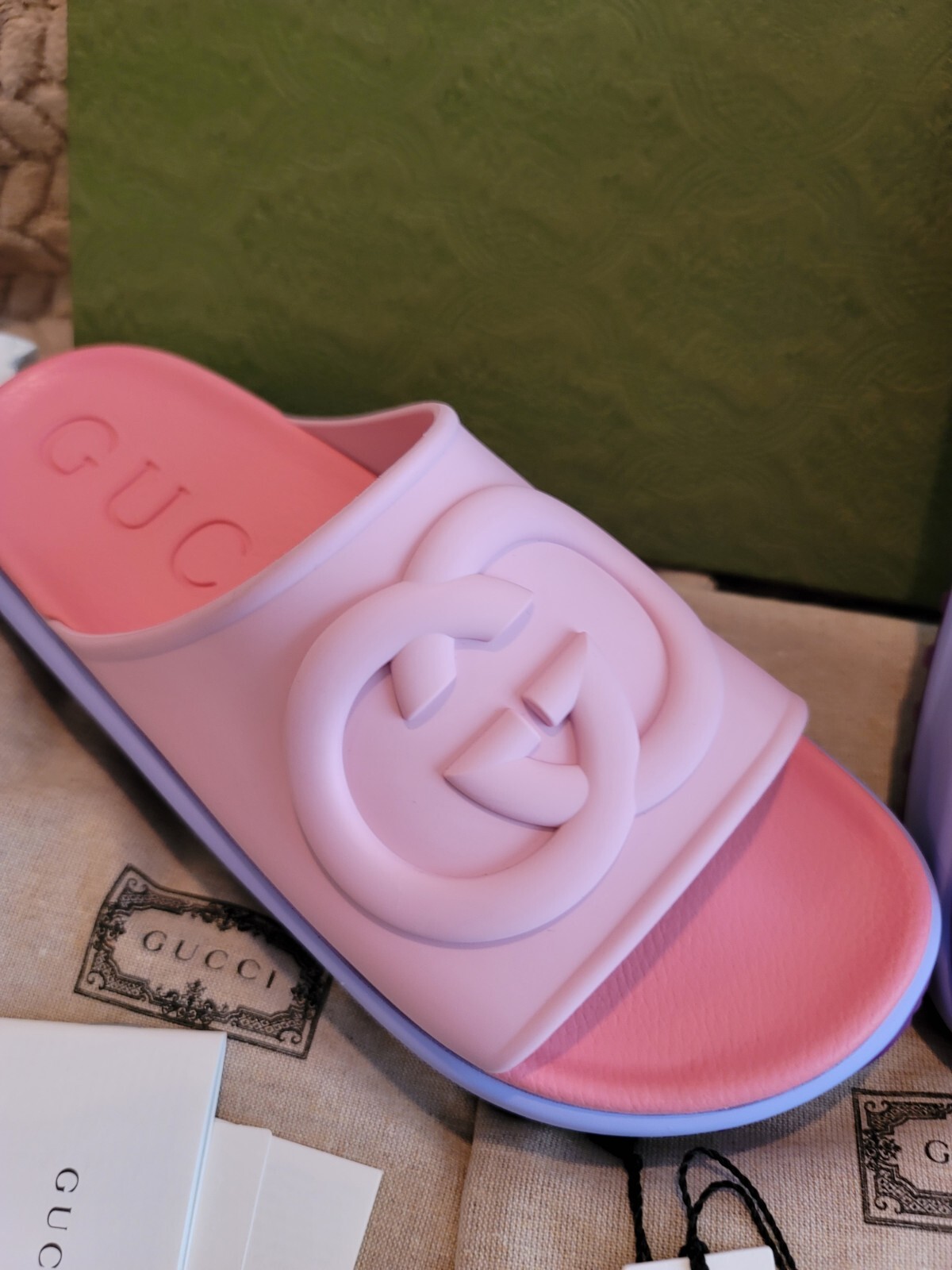 Gucci MIAMI Interlocking G Rubber Punk Pool Sandal Platform 1.5 in ...