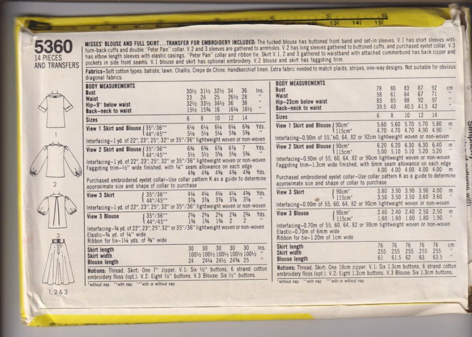 5360 SIMPLICITY Cathy Hadwick - BLOUSE & SKIRT - Sz 10 B 32.5" | eBay