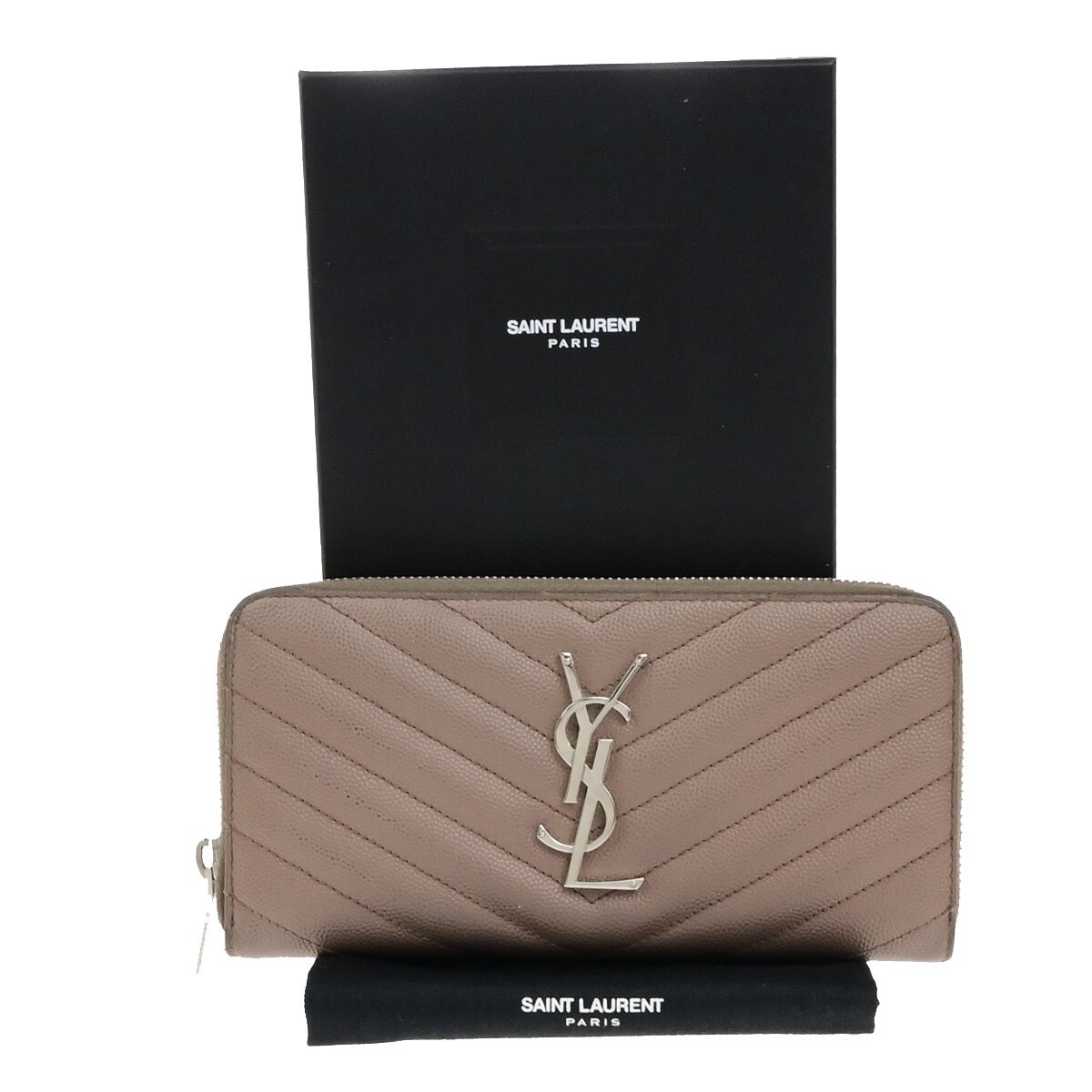 SAINT LAURENT YSL Logo Zipper Aroung Long Wallet Purse SAINT LAURENT YSL Logo Zipper Aroung Long Wallet Purse