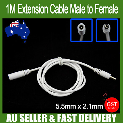 1M Extension Cable Male to Female 5.5mm x 2.1mm 12V DC Power Adaptor ...