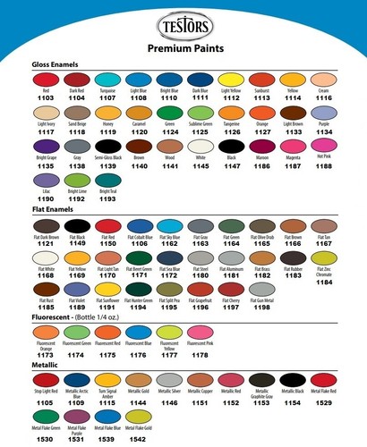 Testors Enamel Paints : Gloss/ Flat/ Fluorescent/ Metallic 1/4oz ...