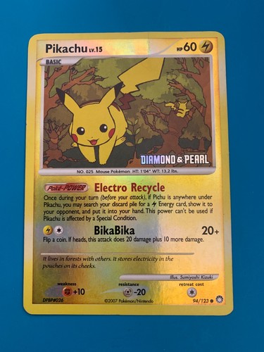 Pikachu 94/123 D&P Mysterious Treasures Reverse Holo Rare Vintage ...