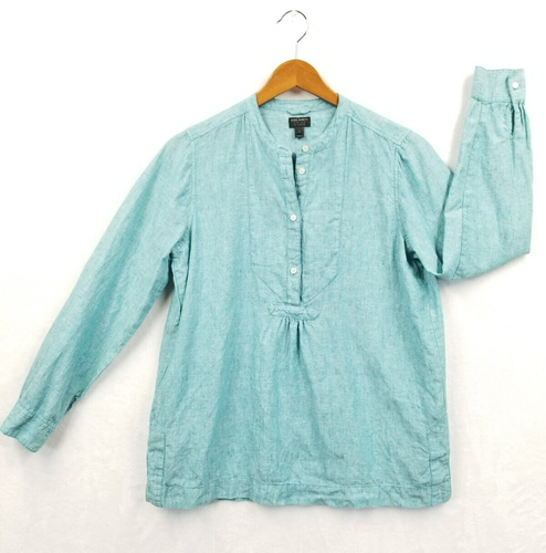 J Crew Tunic Women 4 Irish Linen Long Sleeve Henley Popover Flowy ...