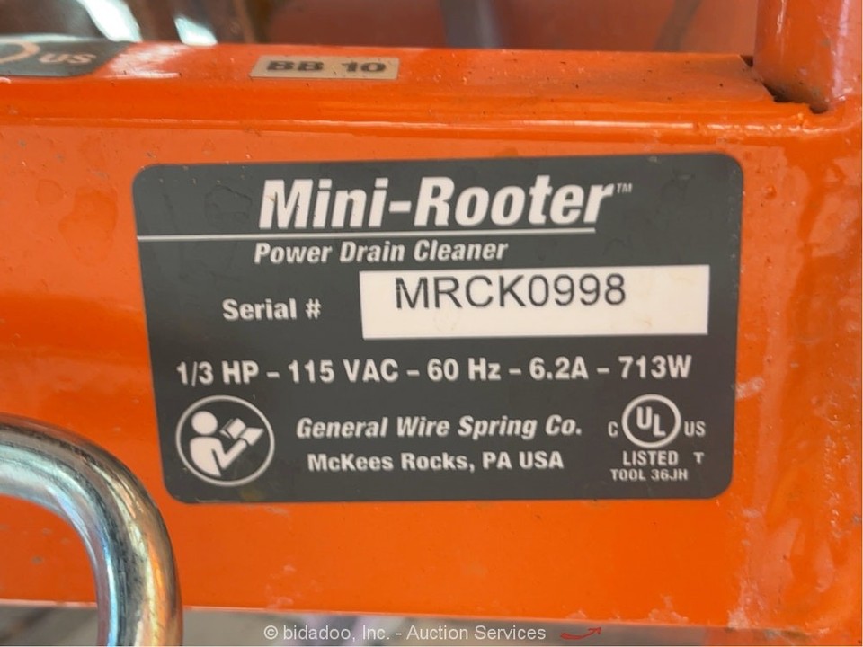 2022 General MR-C-O Mini-Rooter Portable Electric Drain Sewer Cleaner ...