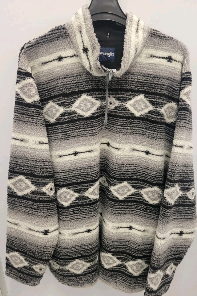 Wrangler Pullover Mens Sz 2XT Sherpa Fleece Quarter Zip Aztec Southwest ...