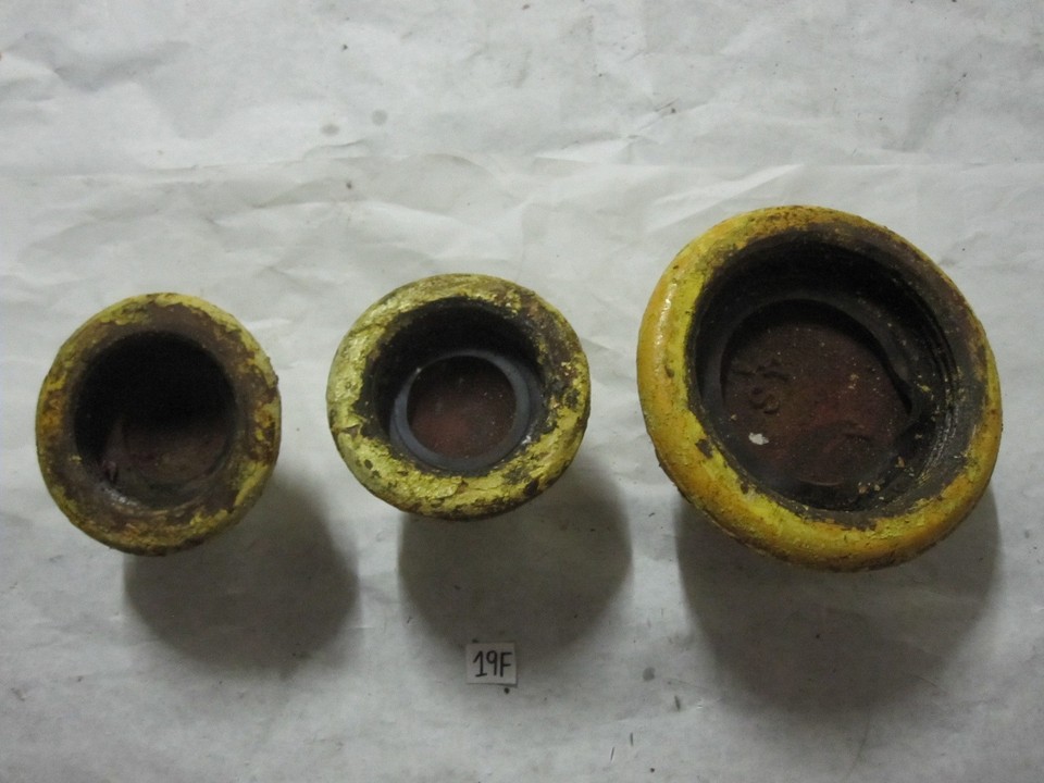 Lot Of 3 Fire Hydrant Nozzle Cap Yellow 4S (2) 4-3/4” (1)6-7/8” outside ...