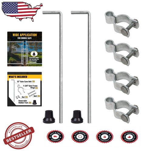 Heavy Duty 32" Gate Drop Rods 2 Pack - Silver Galvanized Chain Link ...