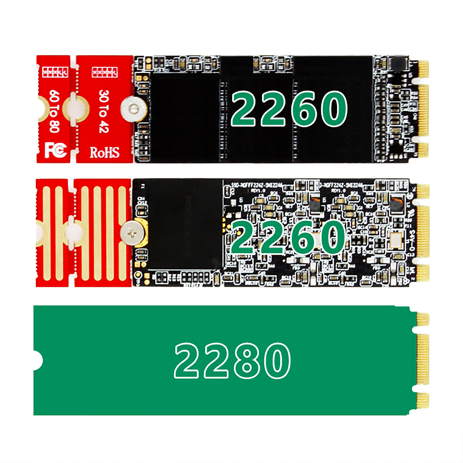 M.2 NGFF NVMe SSD Length Extender Card 2230 2242 2260 2280 Adapter ...