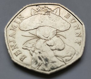 Rare Beatrix Potter Benjamin Bunny Coin 50p fifty pence uncirculated ...